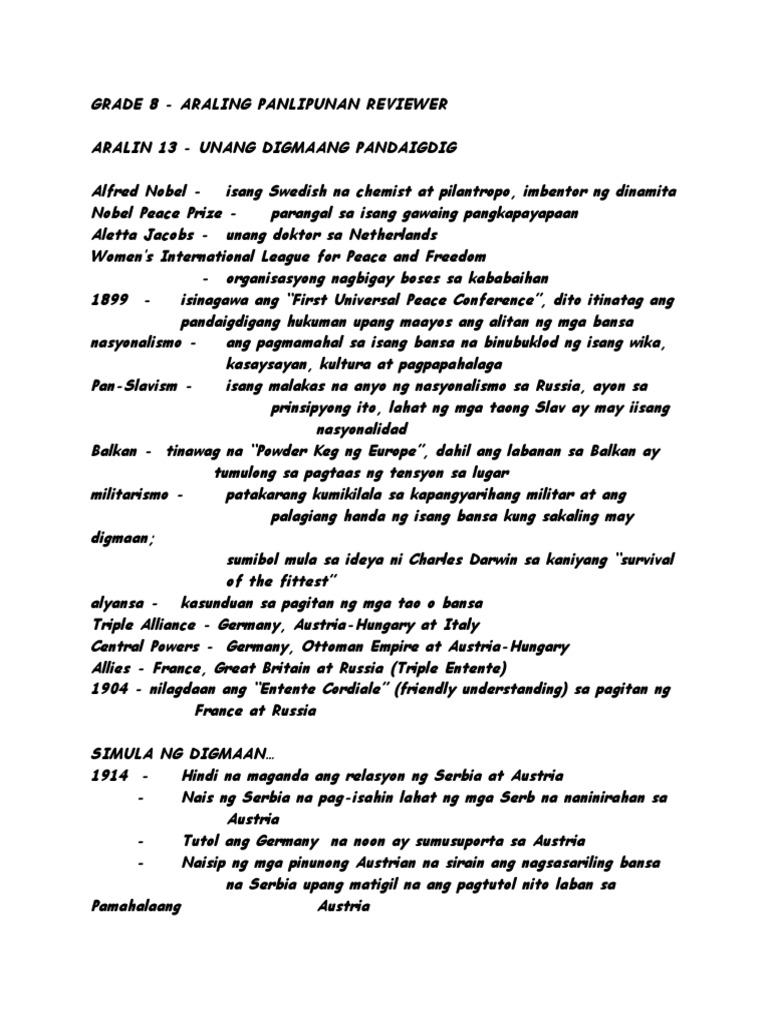 Grade 8 - Araling Panlipunan (4TH Quarter) | PDF