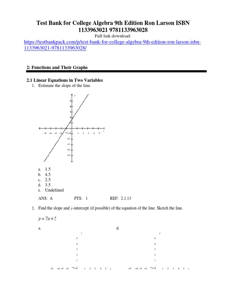 College Algebra 9th Edition Ron Larson ISBN Test Bank | PDF | Analysis ...