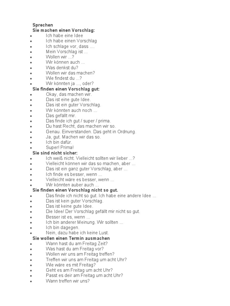 Redemittel Sprechen A2 | PDF