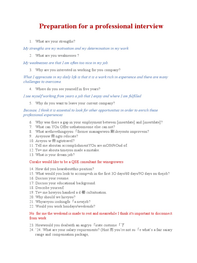 Preparation For A Professional Interview | PDF