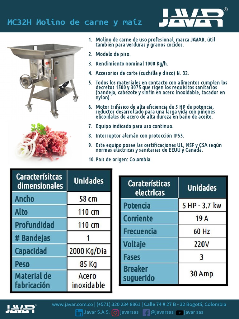 Ficha Técnica Molino MC32H | PDF