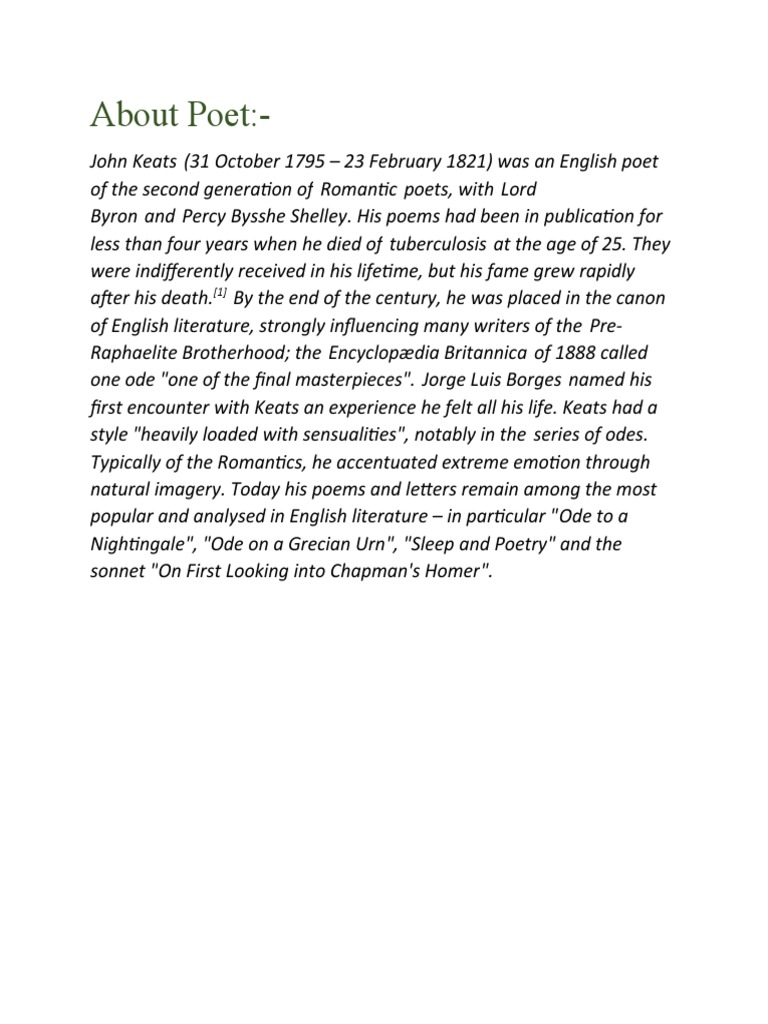 English Project | PDF | John Keats | Beauty
