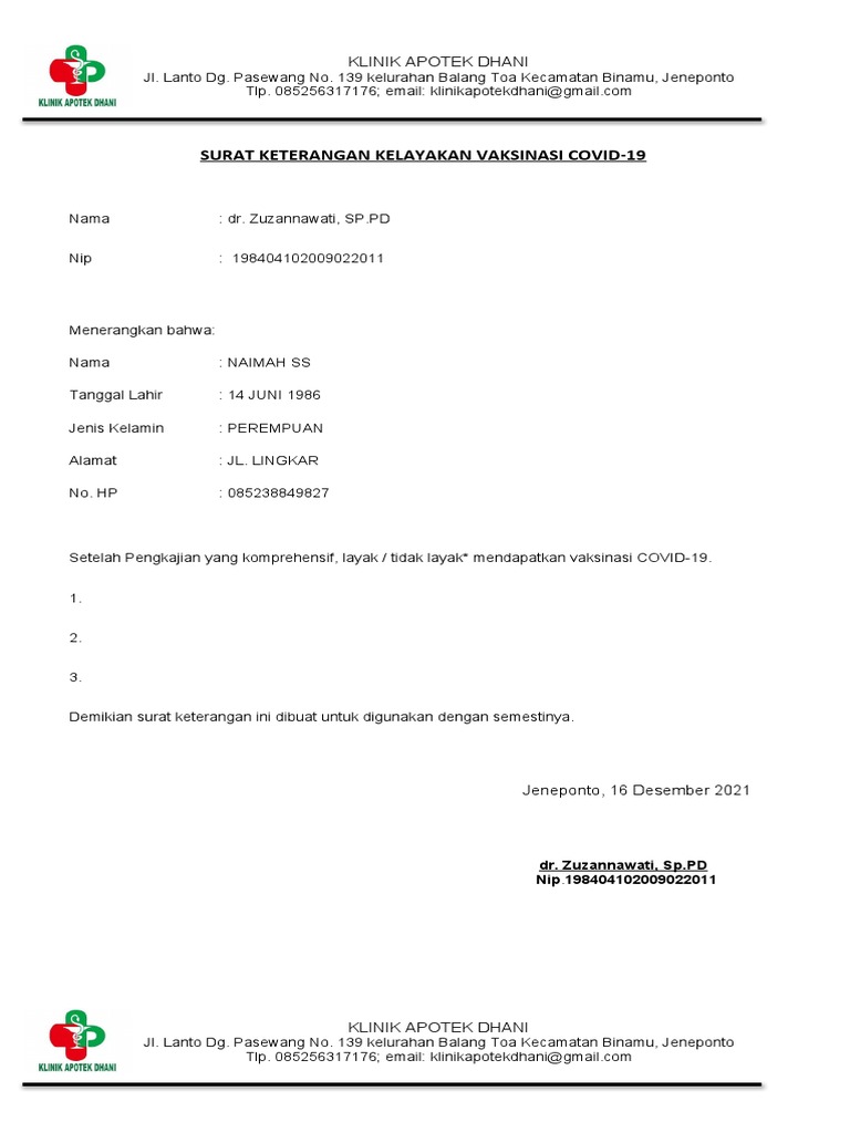 Surat Kelayakan Covid-19 | PDF