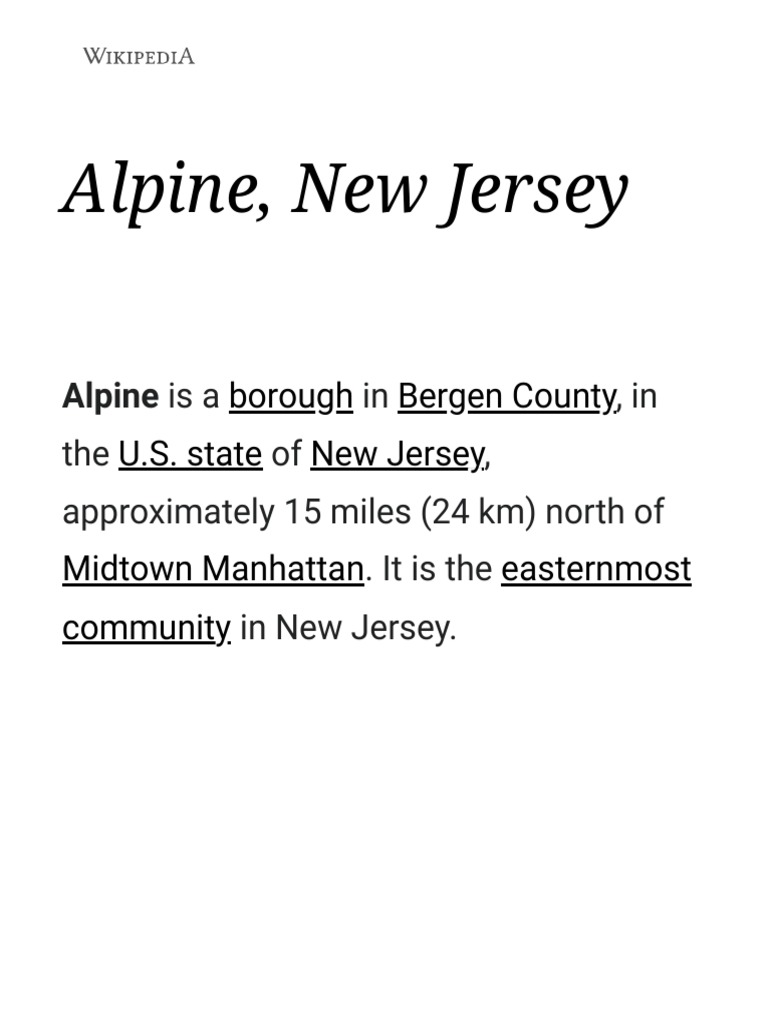 Alpine, New Jersey - Wikipedia | PDF | Politics | Travel
