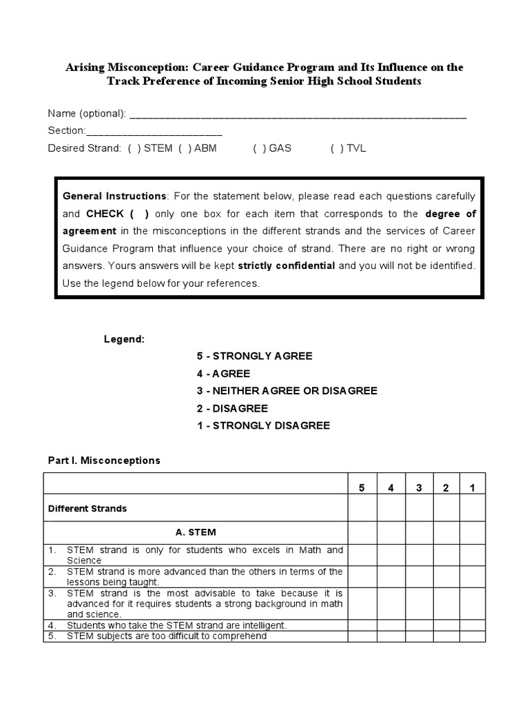 Questionnaire Form For The Students 1 | PDF | Science, Technology, Engineering, And Mathematics ...