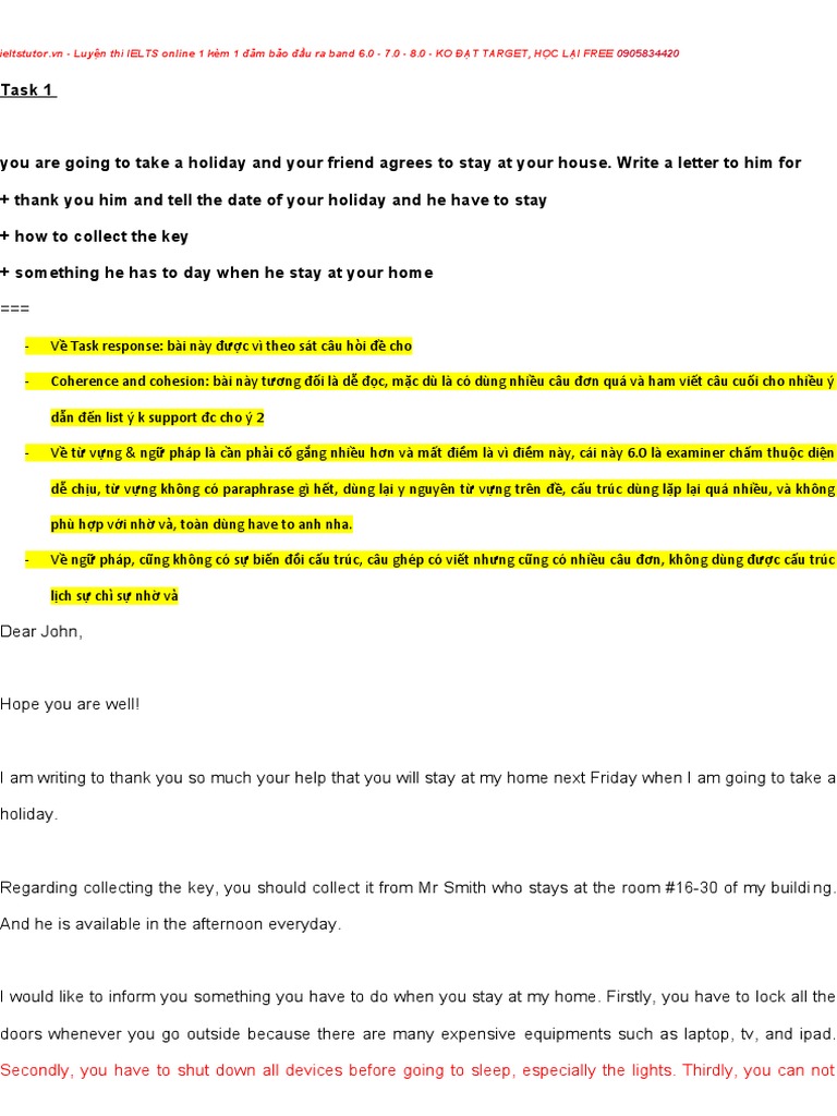 Ielts Writing Answer Sheet - Task 1 - General - Eric - Task 1 | PDF