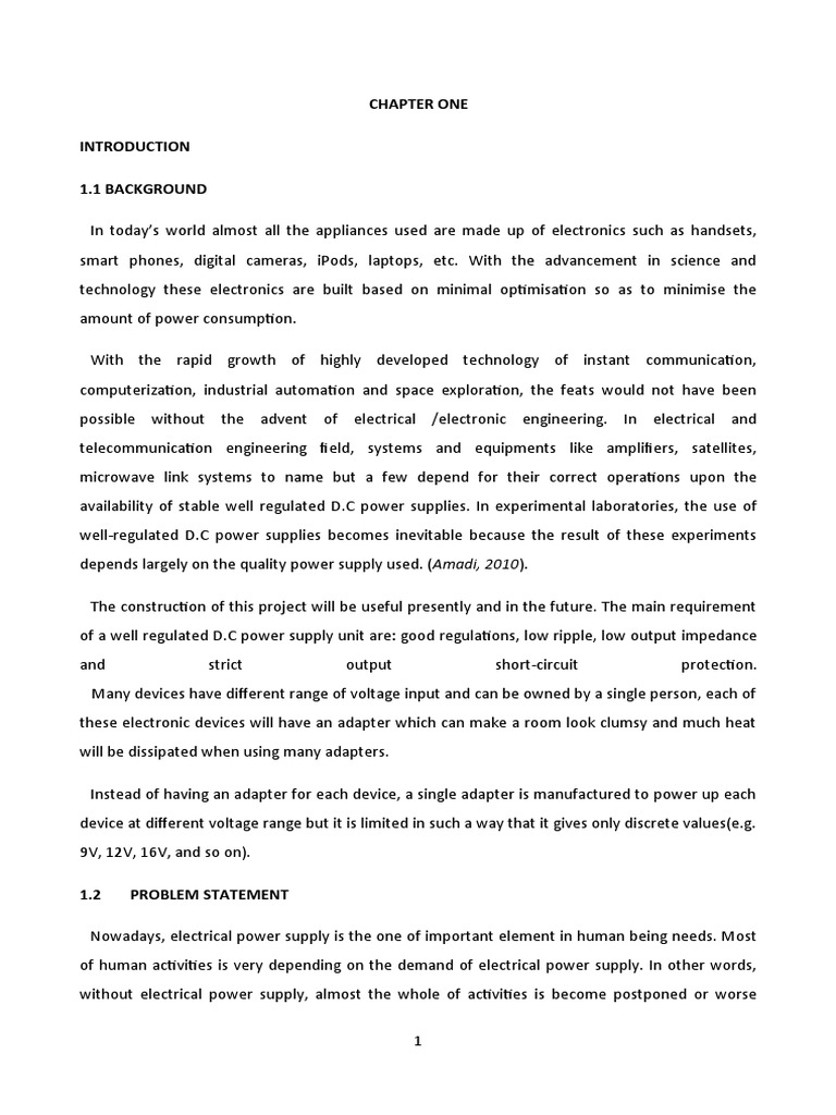 Design and Construction of A Low DC Voltage Power Supply Unit | PDF | Rectifier | Power Supply