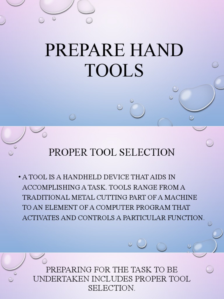 Prepare Hand Tools - Lesson1 - LO1 | PDF | Electrostatic Discharge ...