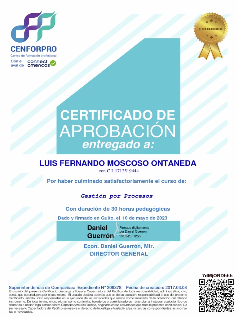 Certificado de Aprobacin | PDF