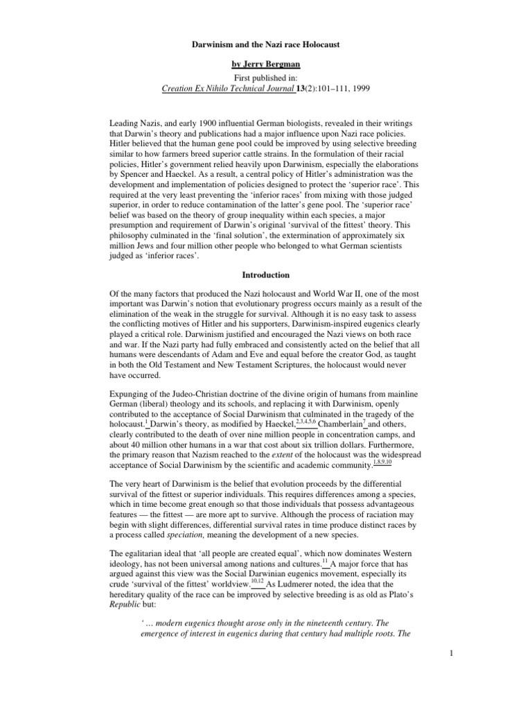 Darwinism and The Nazi Race Holocaust | PDF