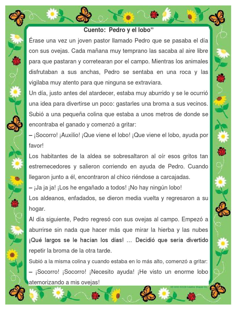 Cuento Pedro y El Lobo | PDF