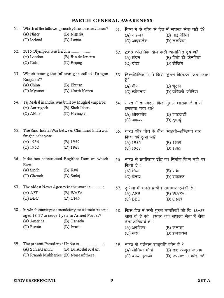 General Awareness Questions NM | PDF | History | Young Adult