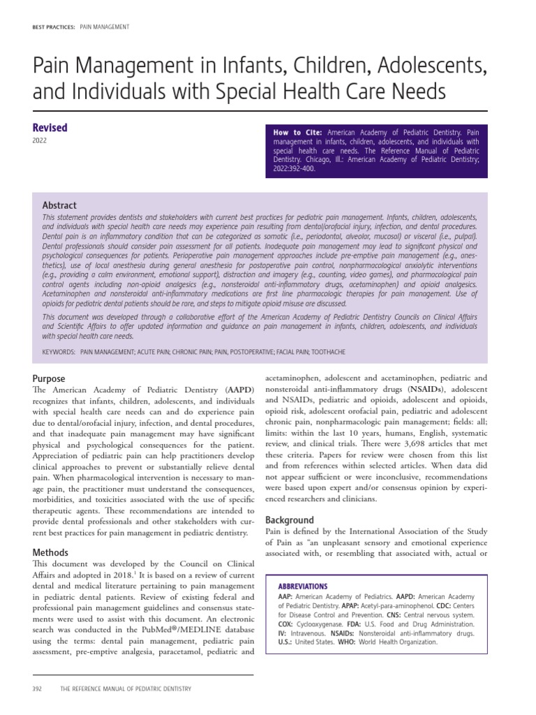 Pain Management in Infants, Children, Adolescents | PDF | Opioid | Pain ...