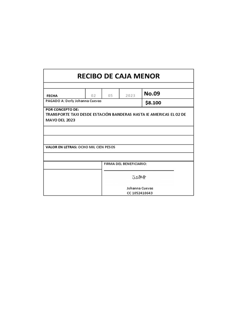 Plantilla Recibo De Caja