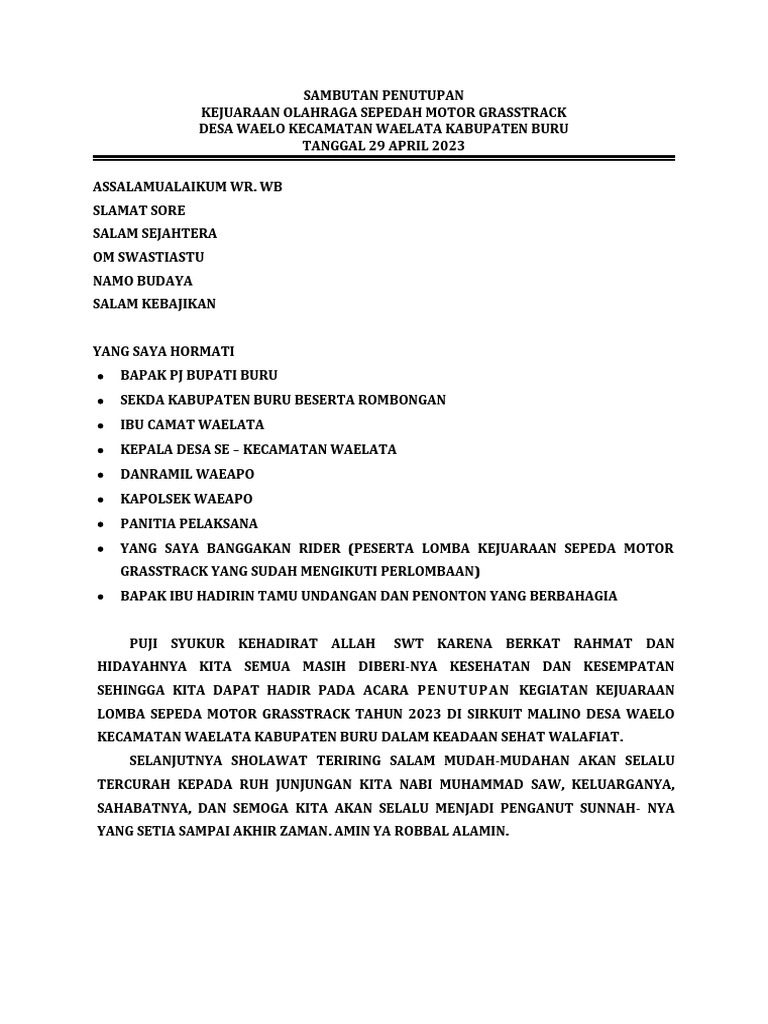 Sambutan Pejabat | PDF