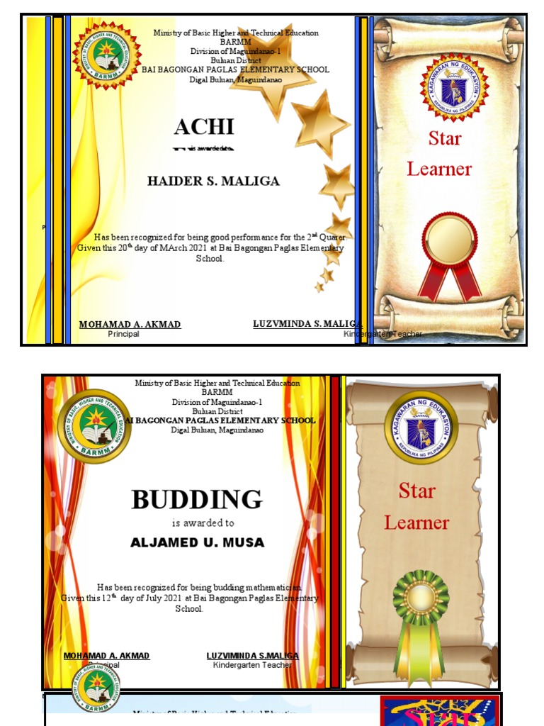 Award Certificates EDITABLE | PDF | Educational Stages | Schools