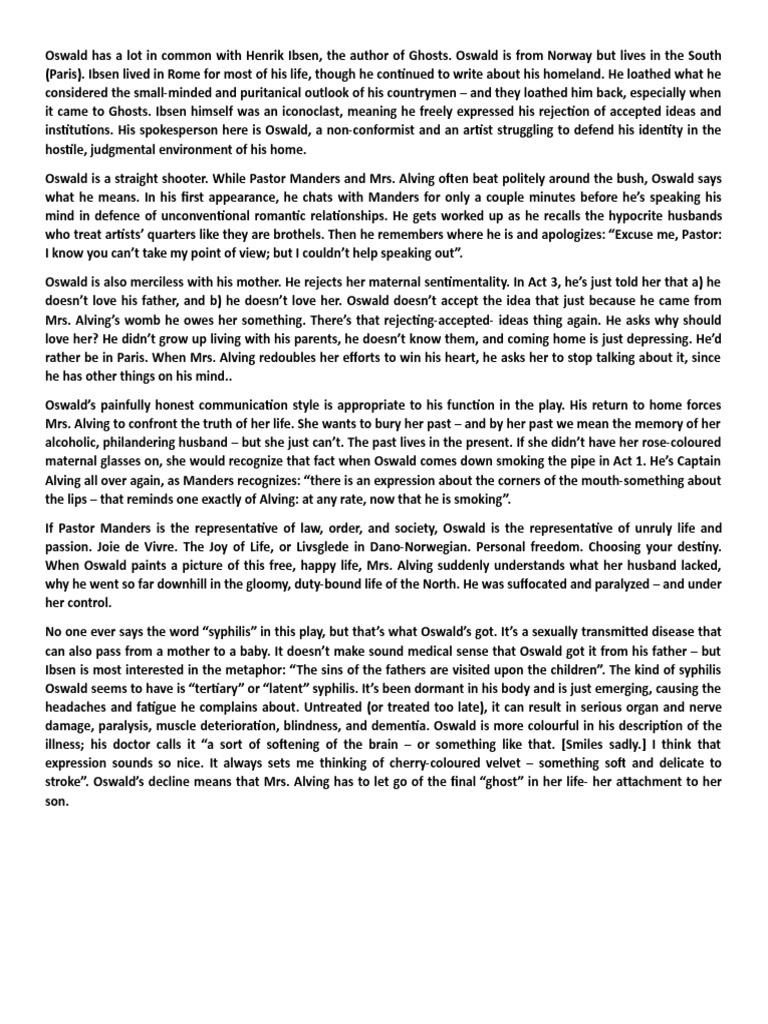 Character of Oswald Alving | PDF