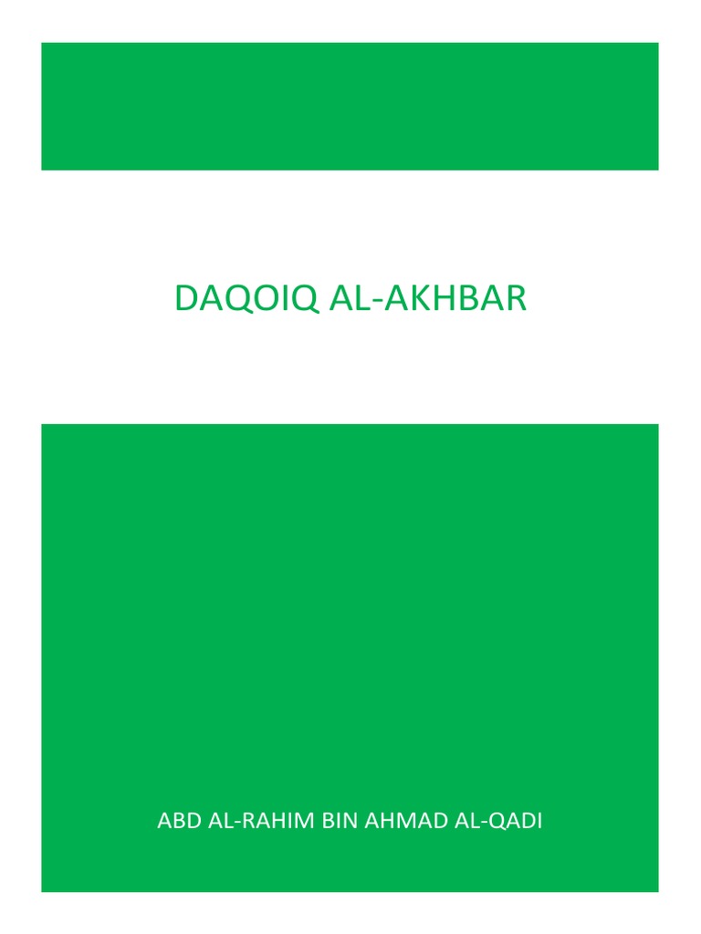 Daqoiq Al Akhbar Abd Al Rahim Bin Ahmad Al Qadi in Indonesian PDF | PDF ...
