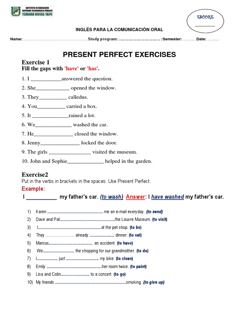 Práctica Present Perfect-A | PDF