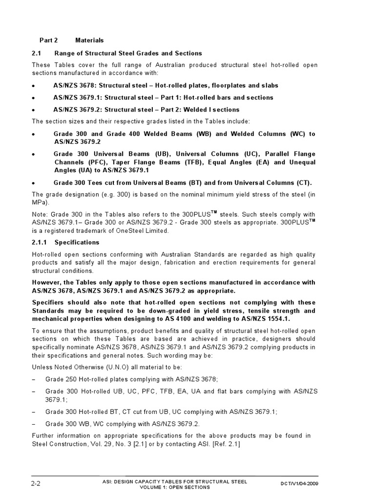 Range and Properties of Open Sections - bk122 | Download Free PDF ...