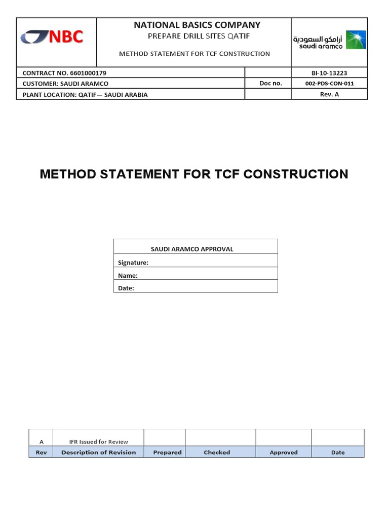 TCF Construction Method Statement | PDF | Concrete | Crane (Machine)