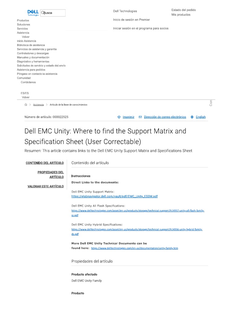 Dell EMC Unity Support Matrix | PDF