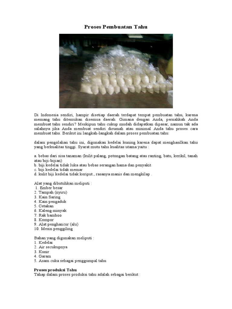 Proses Pembuatan Tahu | PDF