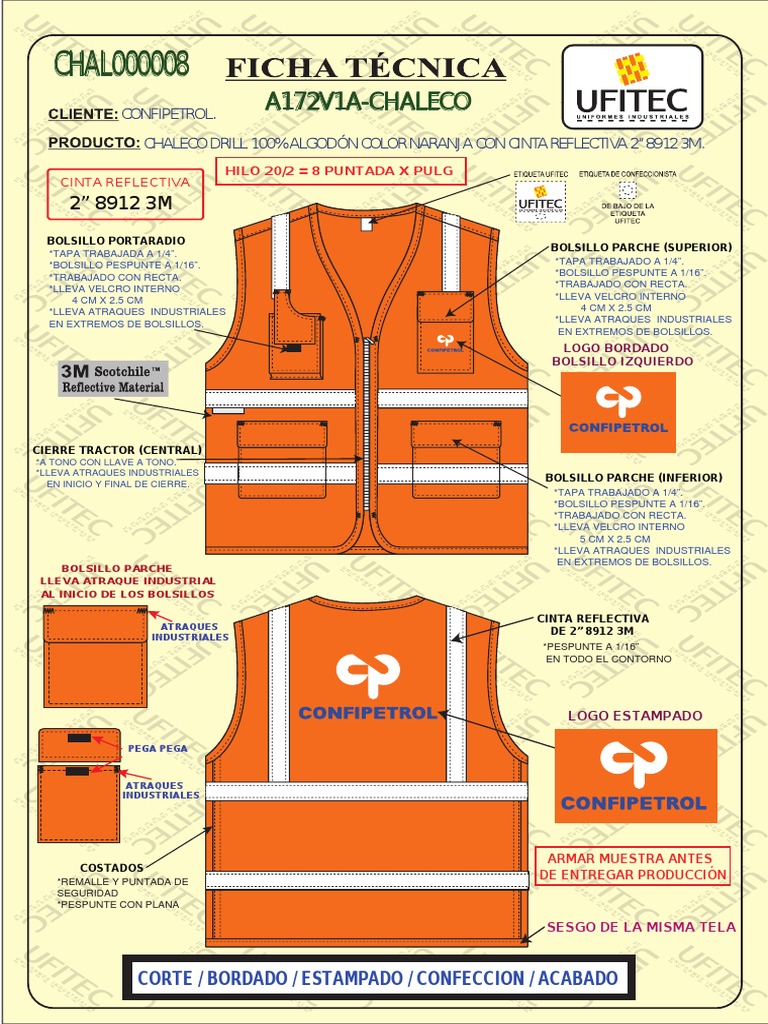 Chal000008 CFPT 3 001 Chaleco Drill Narnj 2 8912 2VH | PDF | Textiles | Ropa