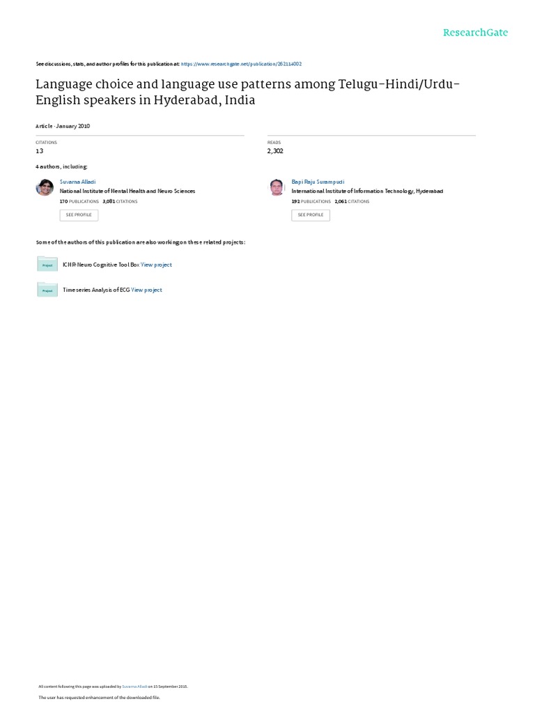 Language Choice and Language Use Patterns Among Te | PDF | Multilingualism | Linguistics