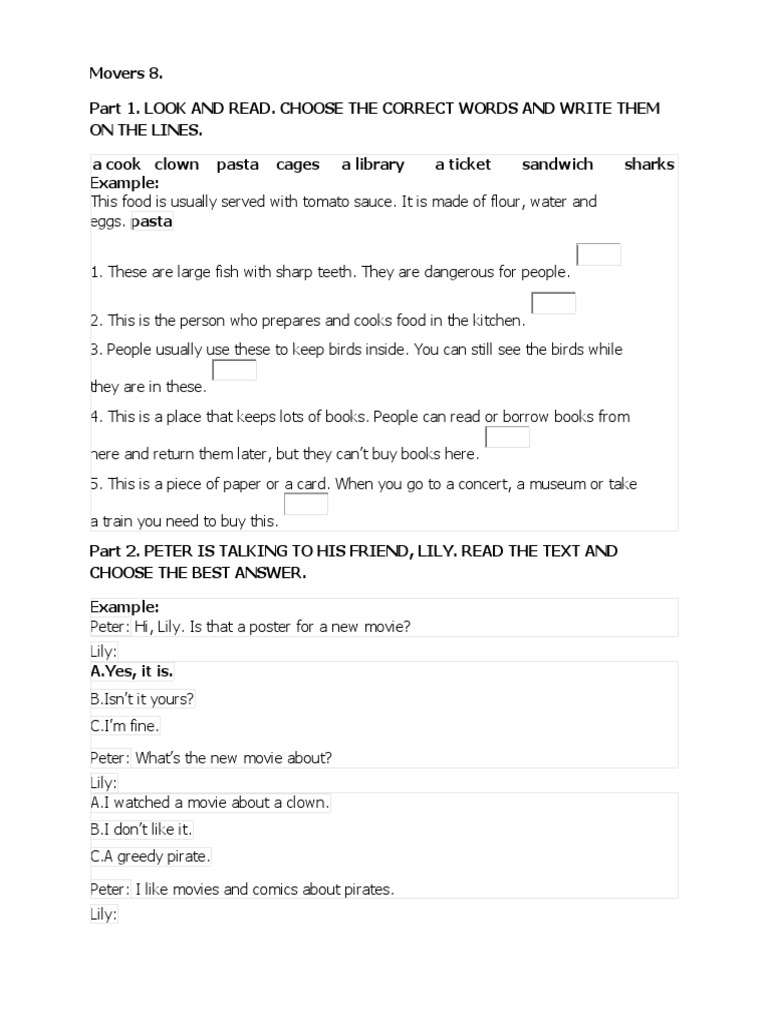 Movers 8 | PDF | Parrot | Food And Drink