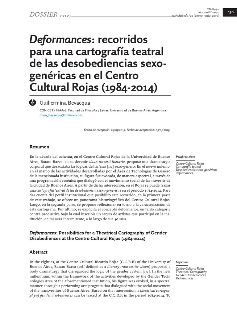 BEVACQUA Deformances - Recorridos - para - Una - Cartogra | PDF | Buenos Aires | Teatro