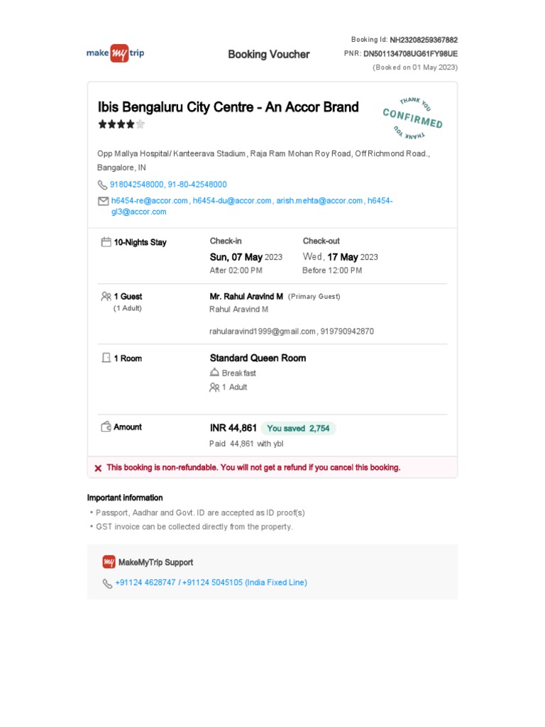 Booking Confirmation Voucher | PDF