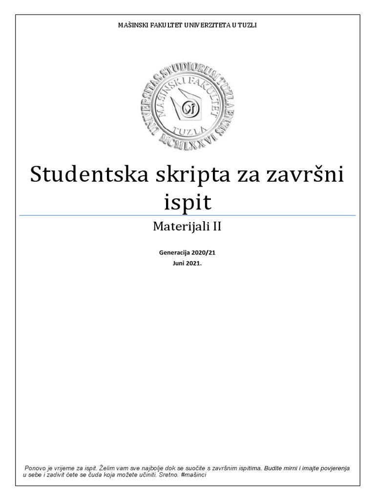 Studentska Skripta Za Zavrsni Ispit MATERIJALI II | PDF