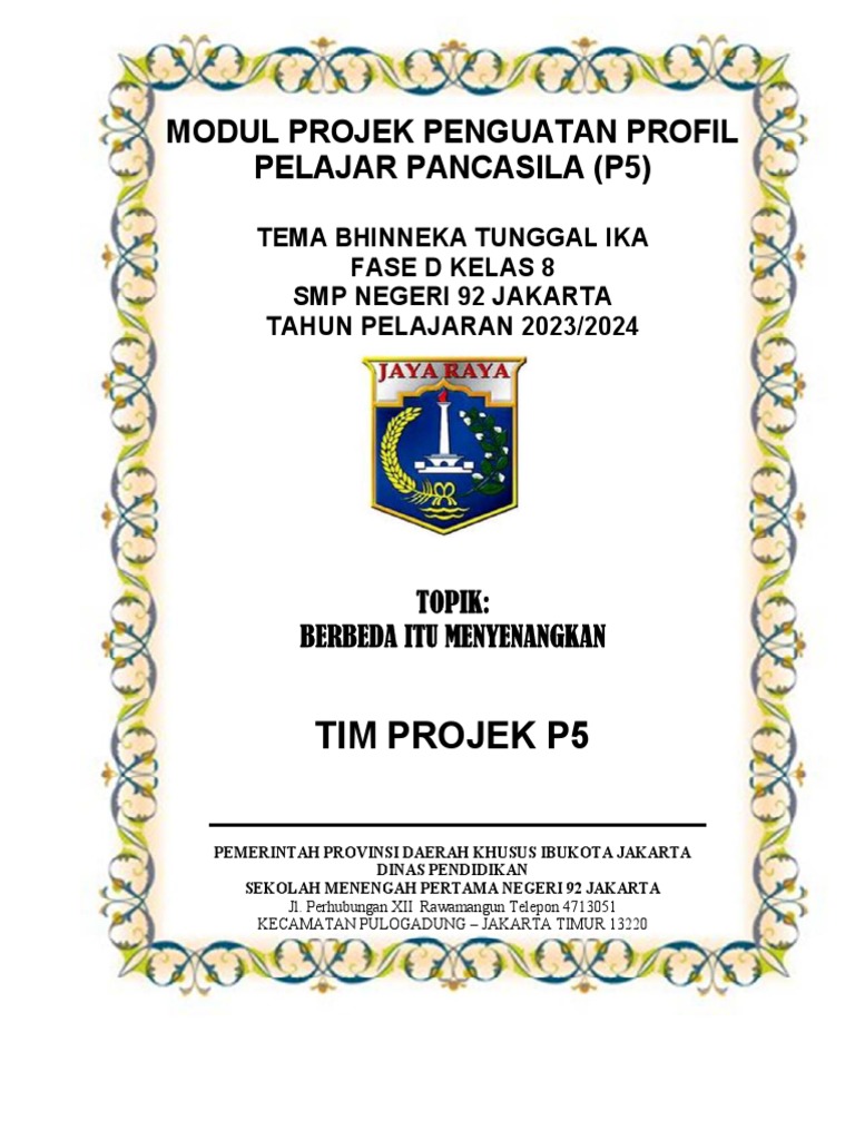 Modul P5 Kls 8 Bhinneka Tunggal Ika | PDF