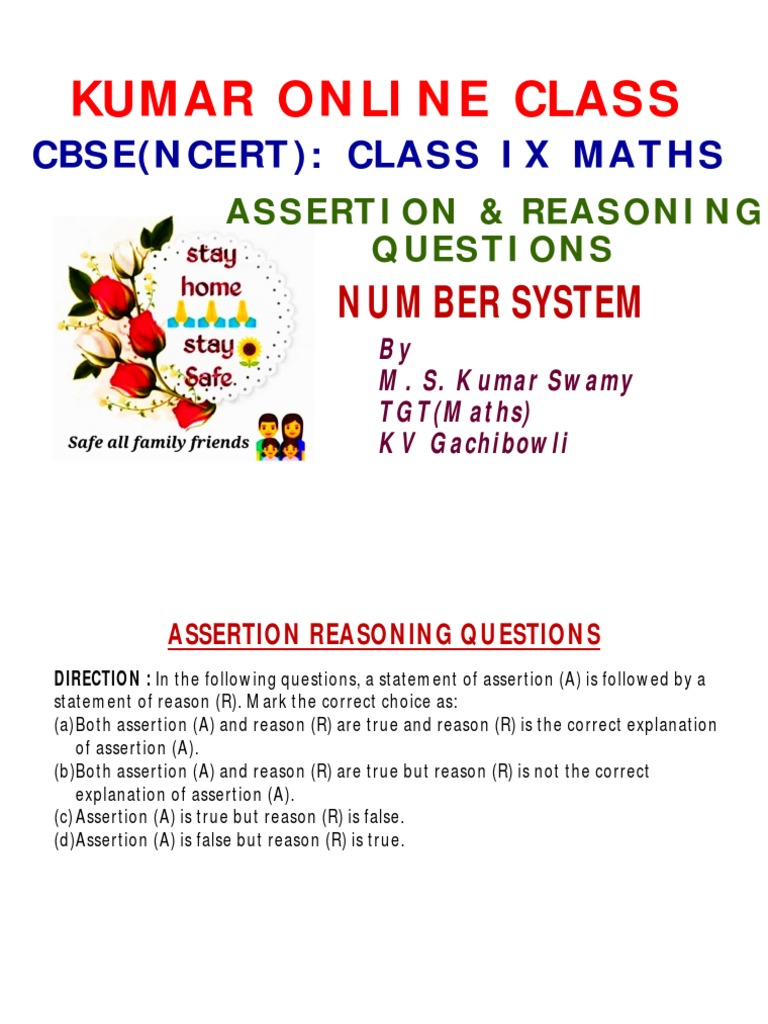 Maths Ix Assertion Reasoning Chapter 01 | PDF | Numbers | Reason Maths Ix Assertion Reasoning Chapter 01 | PDF | Numbers | Reason
