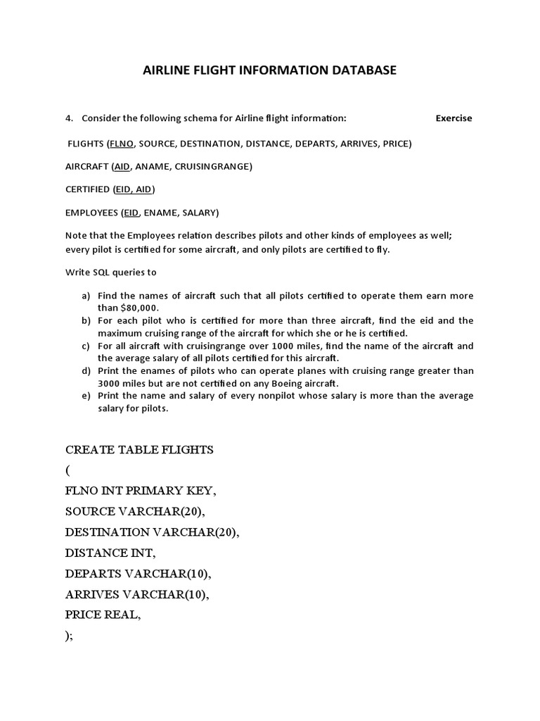 Airline Flight Information Database | PDF | Table (Database) | Aircraft Airline Flight Information Database | PDF | Table (Database) | Aircraft