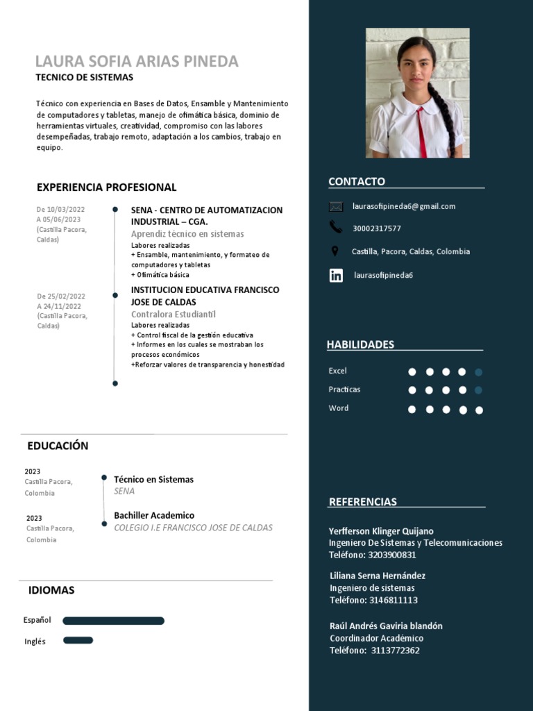 Hoja de Vida Estudiantil-Laura Sofia Arias | PDF | Informática