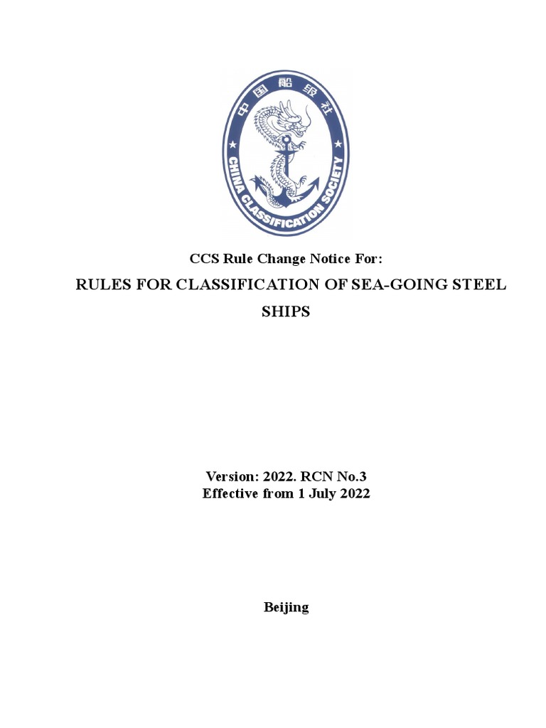 Rules For Classification of Sea-Going Steel Ships 2022 RCN03 | PDF ...