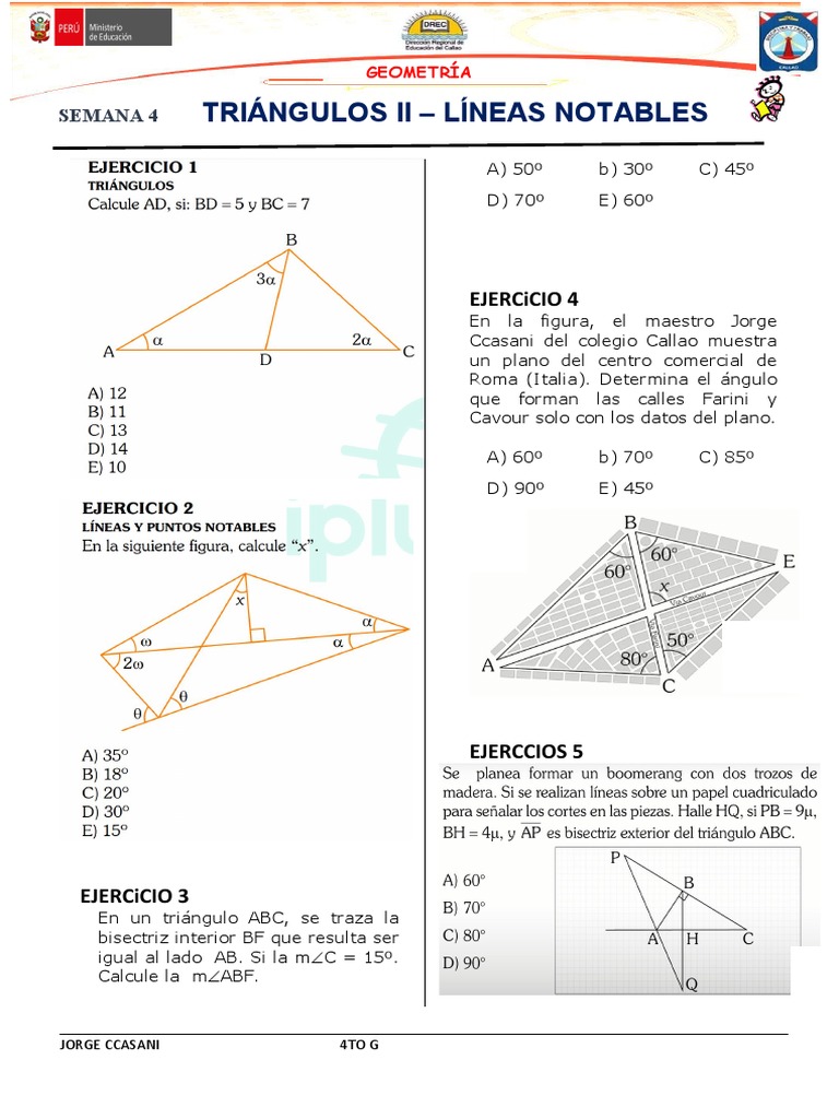 Semana 4 Geo Tri 2 | PDF | Triángulo | Geometría Elemental