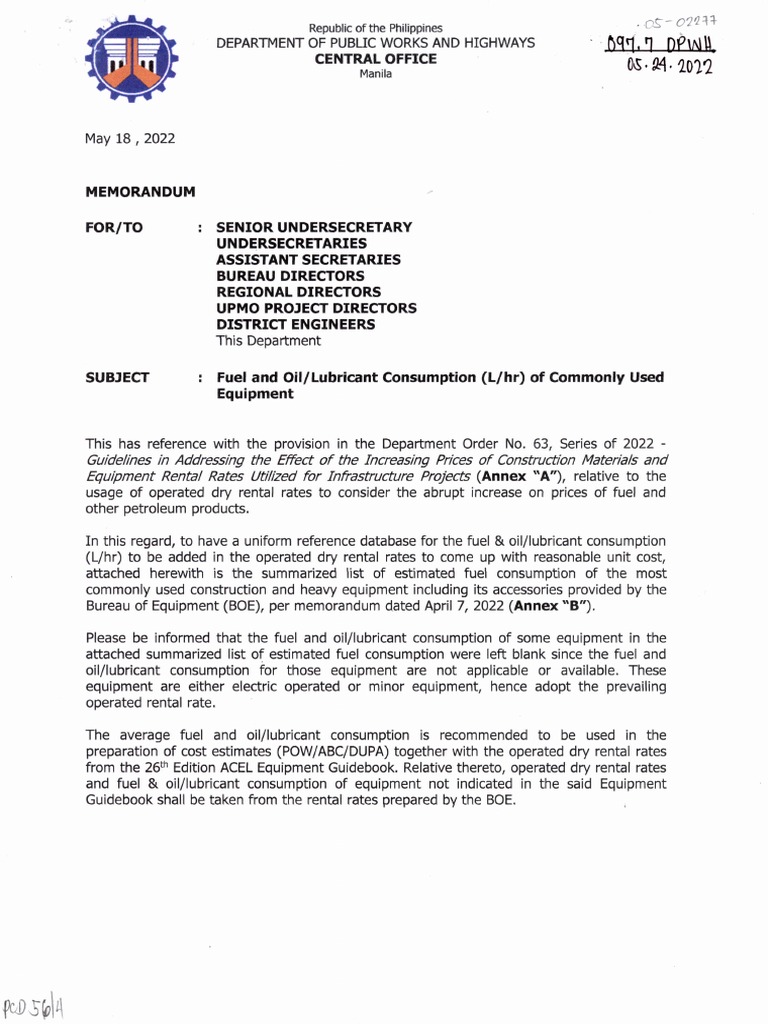 Memo 097.7 - 051822 - Fuel and Oil Lubricant Consumption of Commonly ...