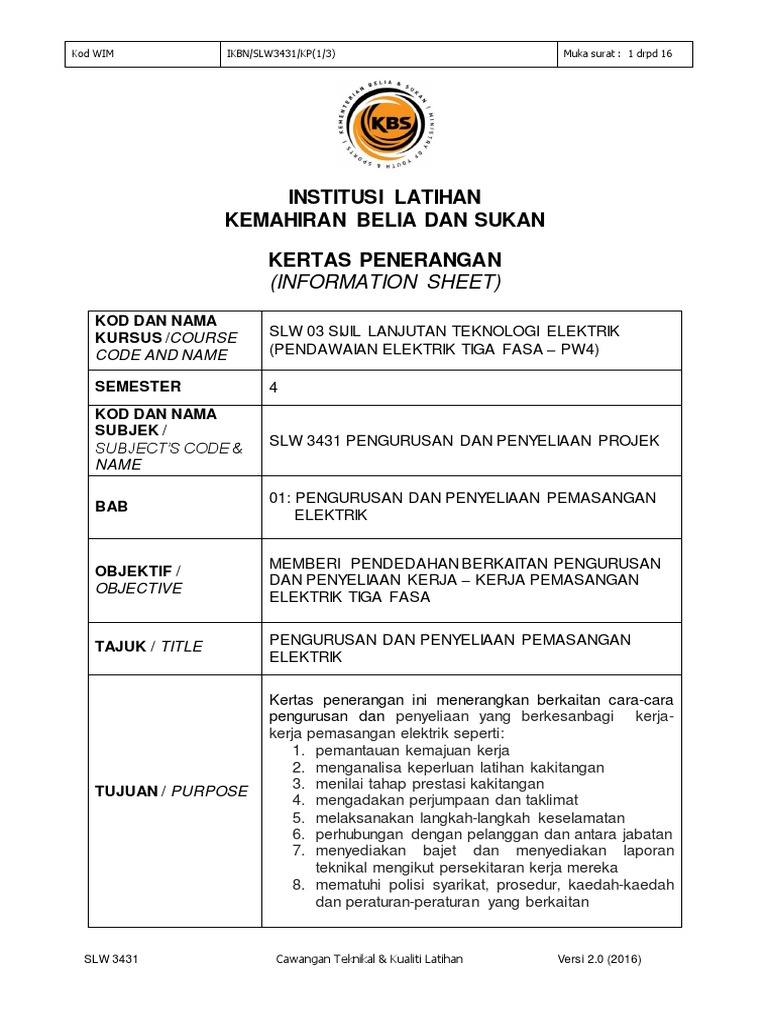 SLW 3431 Pengurusan Dan Penyeliaan Projek | PDF