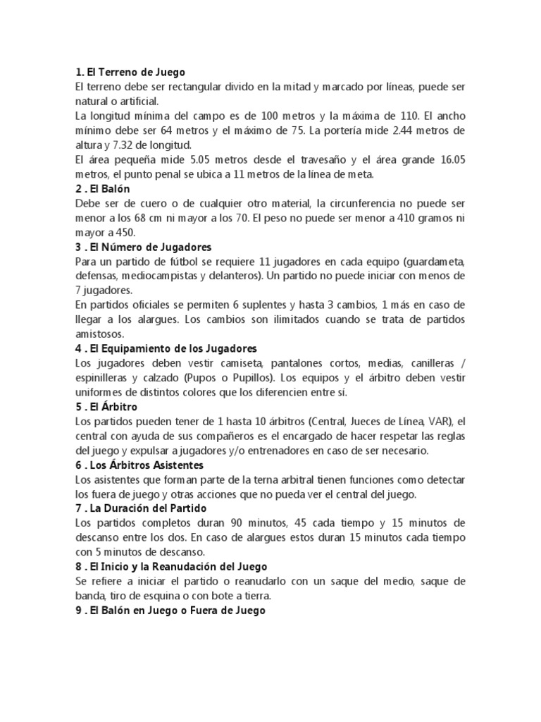 20 Reglas Básicas del Fútbol | PDF | Asociación de Futbol | Deportes de ...