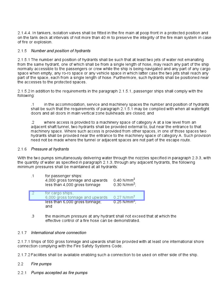 SOLAS Fire Hose Pressure Testing Requirements | PDF | Ships | Pump