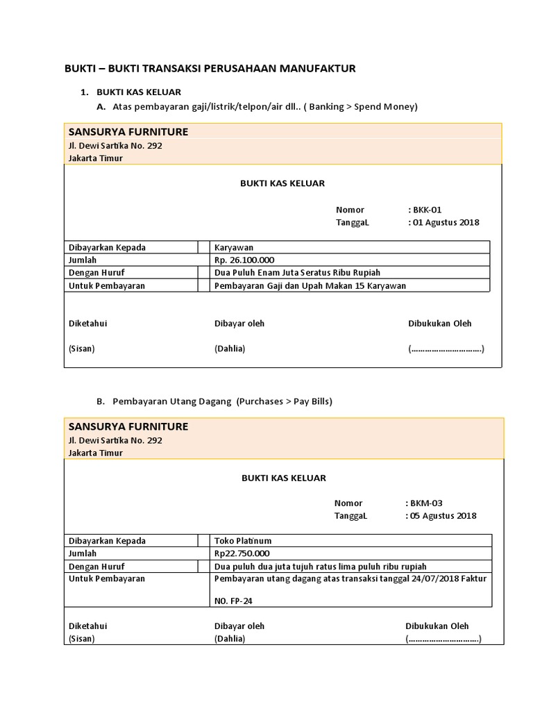 Bukti Transaksi Perusahaan Manufaktur | PDF