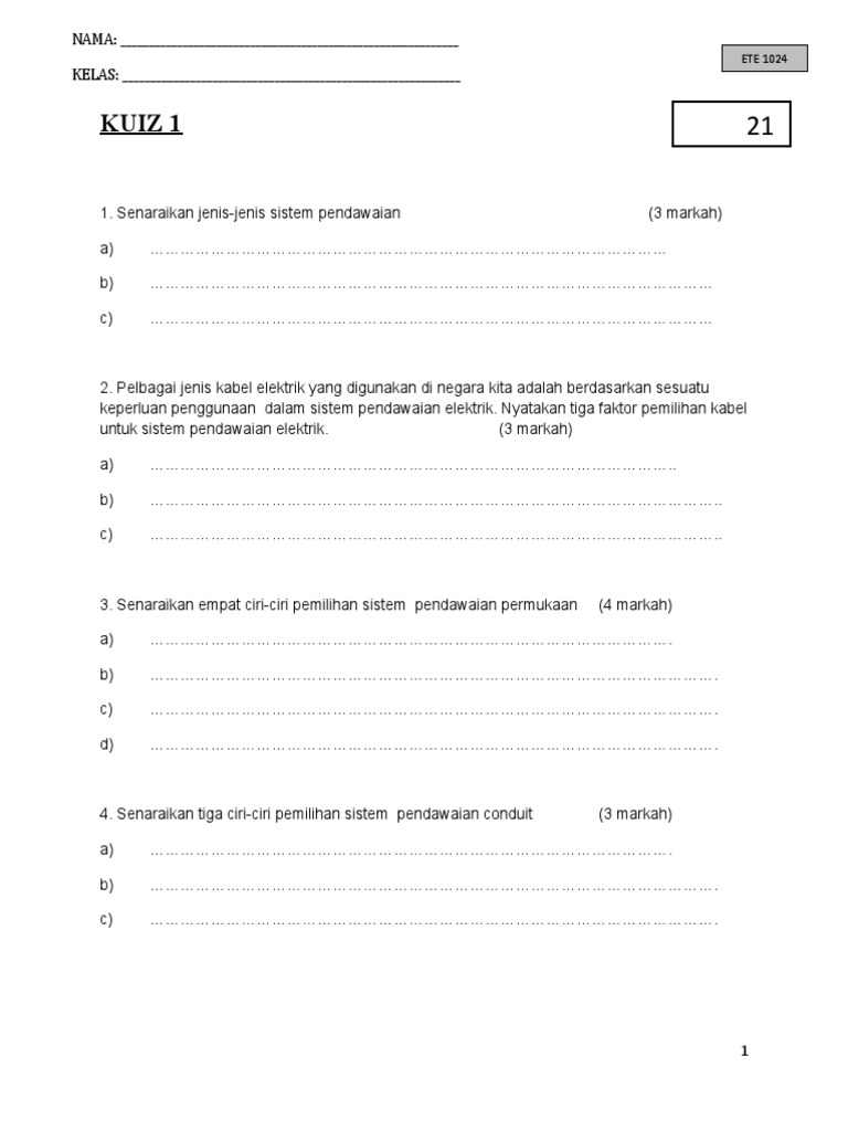 Kuiz 1 Ete1024 | PDF