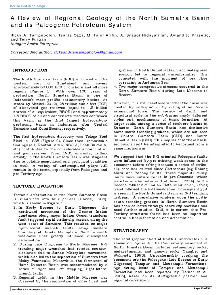 A Review of Regional Geology of The North Sumatra Basin and Its ...