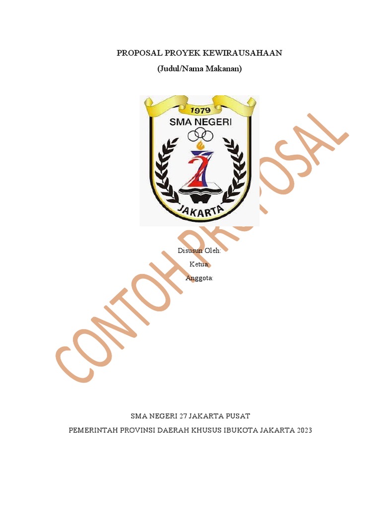 Contoh Proposal Proyek Kewirausahaan | PDF