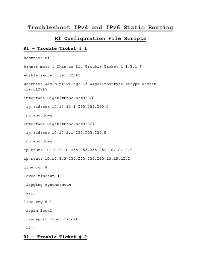 Troubleshoot IPv4 and IPv6 Static Routing | PDF | I Pv6 | Internet Standards