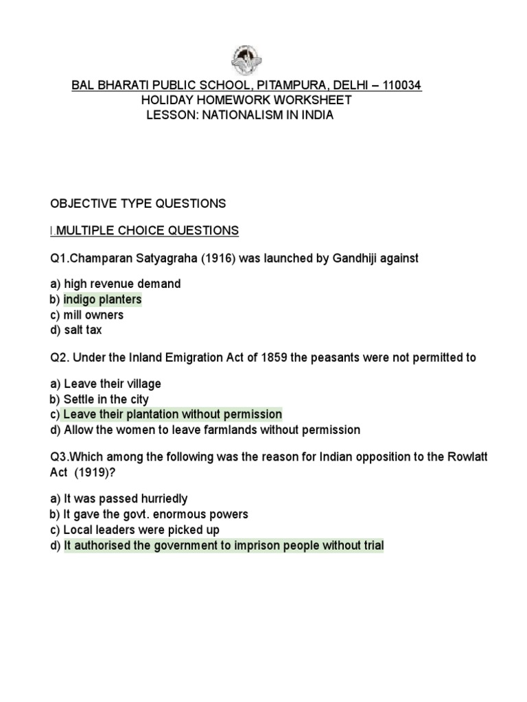 Revision Assignments - Class 10 - Week 4 | PDF | Mahatma Gandhi | British Raj