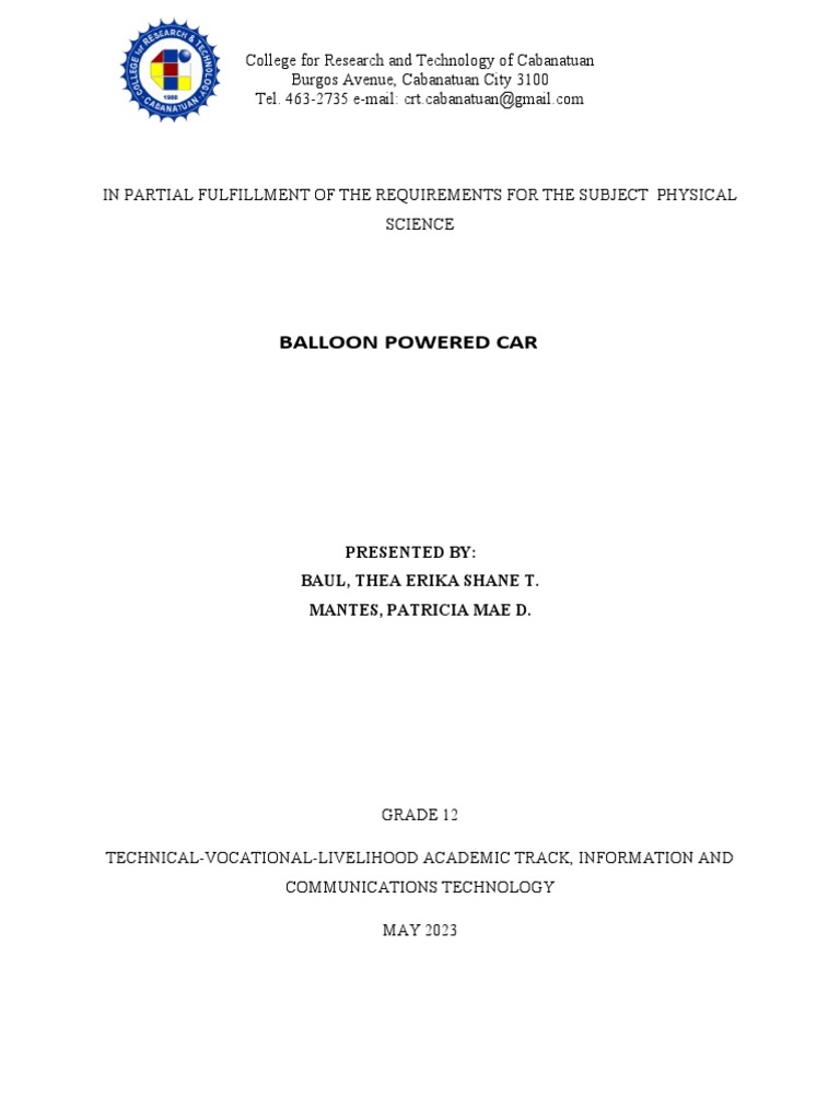 Balloon Car Pat | Download Free PDF | Creativity | Critical Thinking